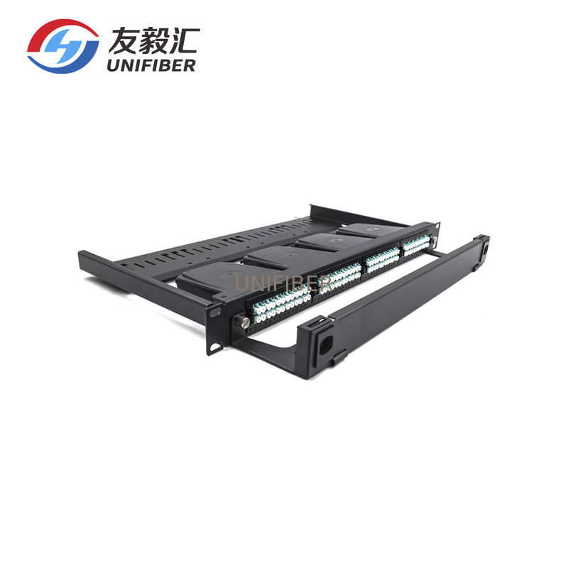 19 Inch 1U 96 Port Rack Mount MPO Patch Panel With 4x24 Fiber Cassette ...