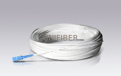 White Fiber Optic Network Cable , Ftth Fiber Optic Drop Cable Sc Connector