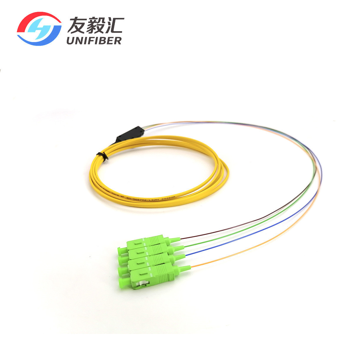 Single Mode G657A2 Ribbon Fiber Pigtail SC/APC 4 Core 2.5M