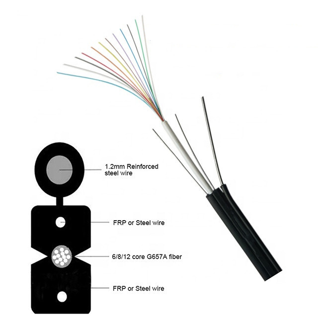 Outdoor 1~12 Core Bulk Fiber Optic Cable Self Support Steel Wire ...