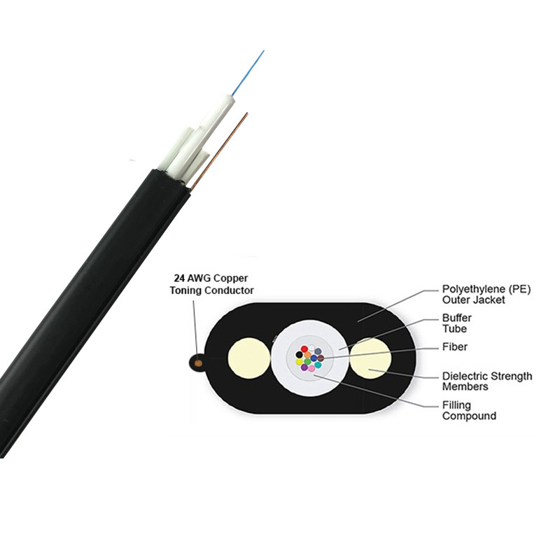 Toneable Dielectric Aerial Fiber Drop Cable FTTP With 24AWG Copper Wire
